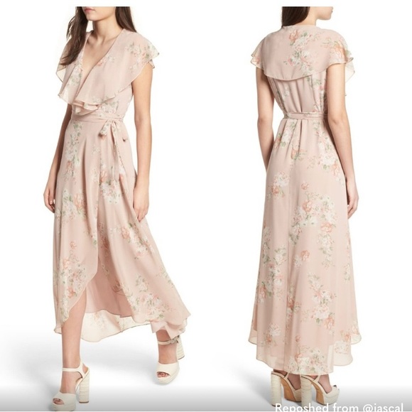 Wayf | Dresses | Wayf Polermo Floral Ruffle Wrap Maxi Dress Sz Xl ...